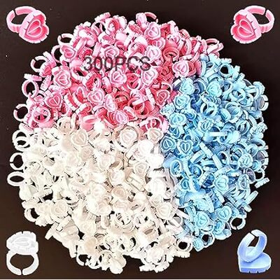 Glue Rings， 300 PCS Glue Rings for Eyelash Extension， Dis