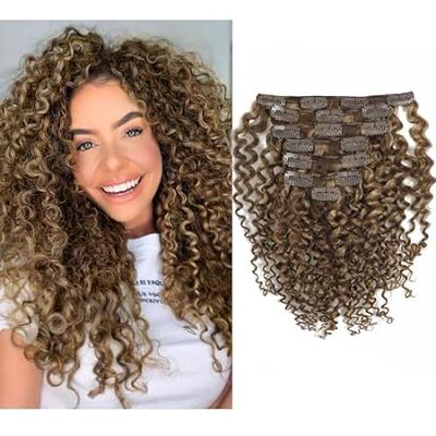 Clip in Human Hair Extensions Afro Jerry Curly 3B 3C Real