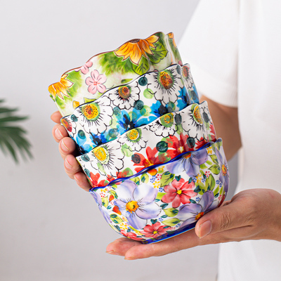 波兰彩陶瓷饭碗家用创意吃饭碗喝粥碗高颜值面碗甜品碗米饭碗单个