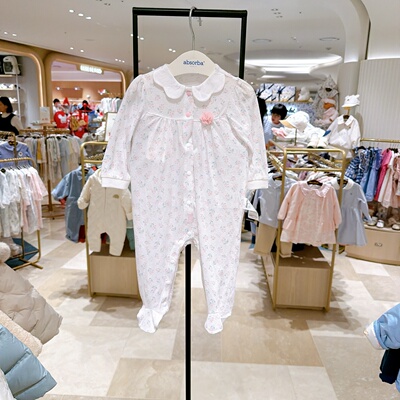 absorba爱之宝韩国代购26春季女宝翻领碎花连体衣婴儿舒适哈衣