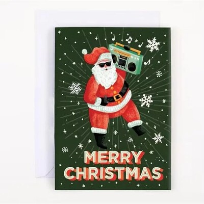Music-Christmas Greeting Card,Santa with Gift Design Christm