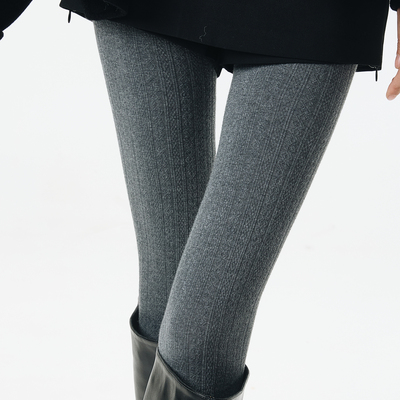 灰色连裤袜子女高腰打底裤miu系