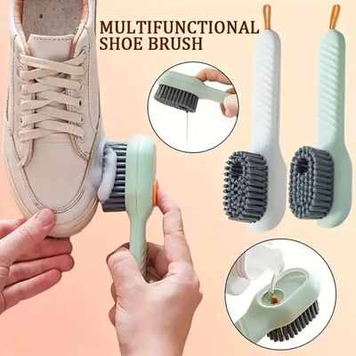 1 Piece Green Soft Bristled Shoe Brush with Ergonomic Handle