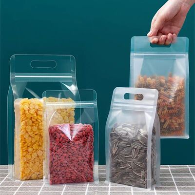 50Pcs Food Packaging Ziplock Bags Transparent with Handle St