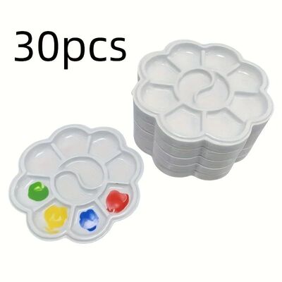 30-Pack Mini Flower-Shaped Plastic Palette Set, Ideal for Wa