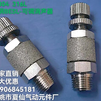304不锈钢平头网状可调节消声器BSLM-02气动宝塔尖头BSL-02