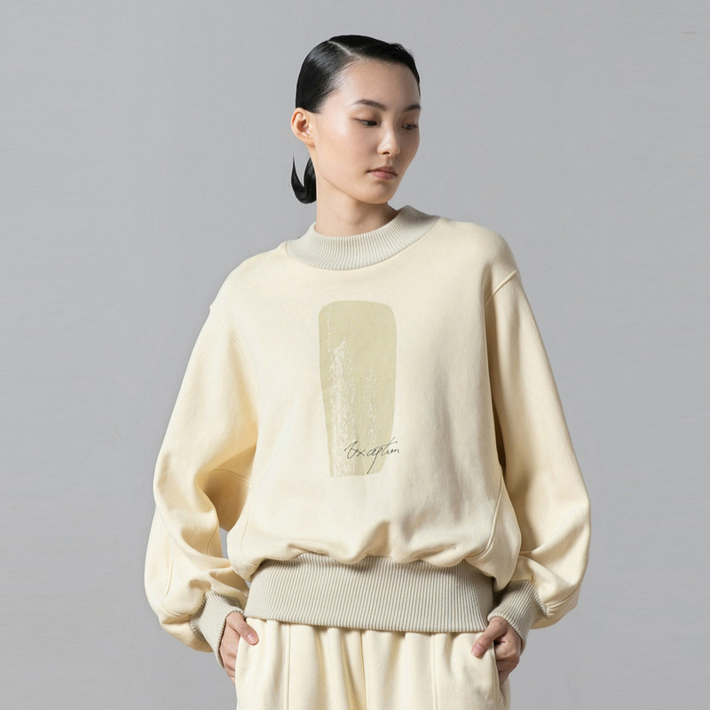 EXCEPTION春秋印花卫衣宽松休闲纯棉针织套头衫A120-Q3D02