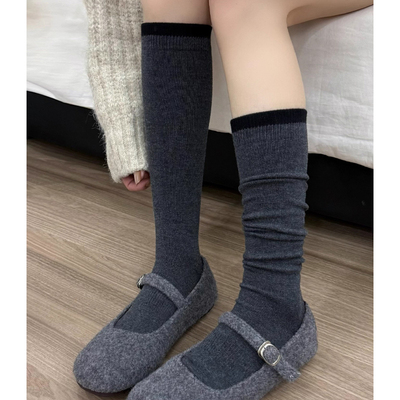 简约软糯羊毛小腿袜压力袜
