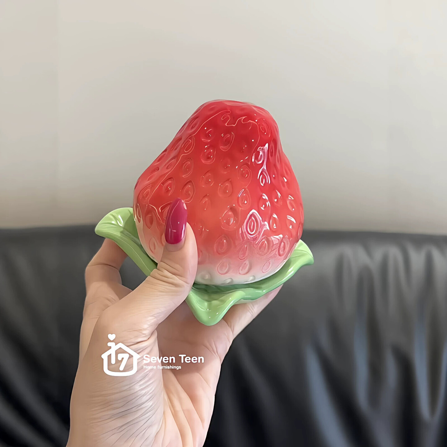 草莓牙签盒创意陶瓷牙线收纳盒客厅桌面装饰摆件高颜值棉签储物盒
