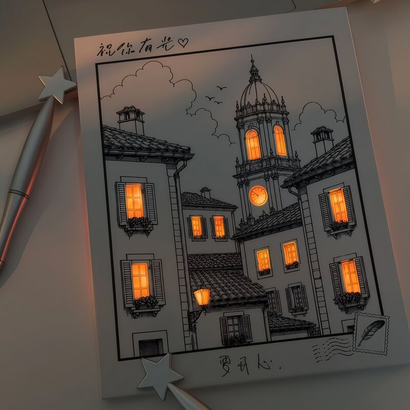 创意发光录音贺卡魔法感应卡片贺卡送朋友生日情侣七夕惊喜礼物