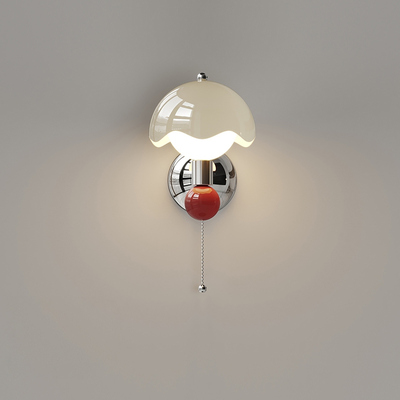 法式奶油风蛋壳壁灯中古包豪斯蘑菇创意卧室床头灯拉线 线开 关走