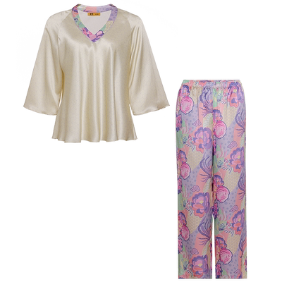 尿酸真丝皇锦长袖分身套装