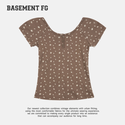 BASEMENTFG设计感印花短袖T恤女夏季圆领修身上衣261020233013