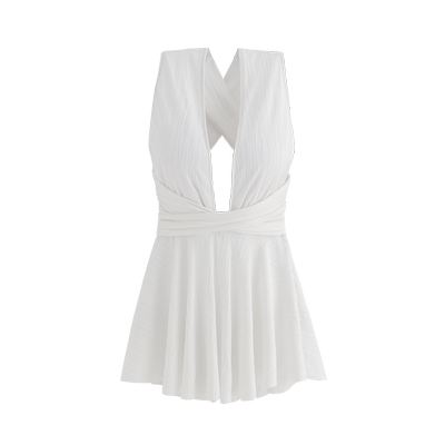 moexnan性感连体裙式泳衣女白色