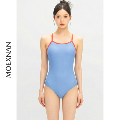 女连体三角泳衣小胸显瘦竞速