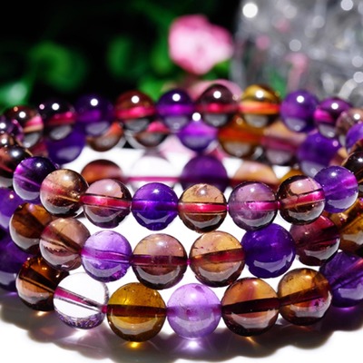 天然水晶紫黄水晶碧玺海蓝宝超七水晶情侣轻奢手串饰品