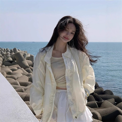 韩国东大门薄款宽松纯色防晒外套