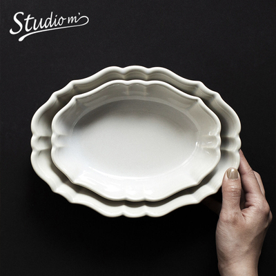 StudioM复古法式花边陶瓷焗饭盘