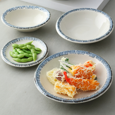 美浓烧日本进口陶瓷深盘大盘椭圆钵沙拉碗甜品盘日式