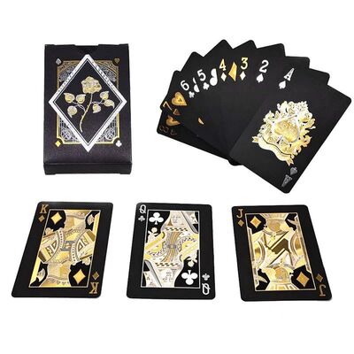 Plástico preto mpermeável Cartas De Poker, Ouro E Prata Jo