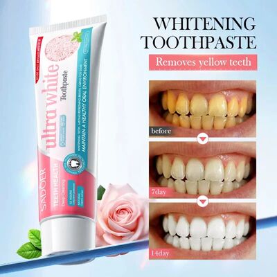 Creme dental iluminador com sal de rosa, pasta de dente bran