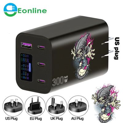 EONLINE-cargador 3D GaN 300W PD3.1 140W + 140W AC100-240V LE