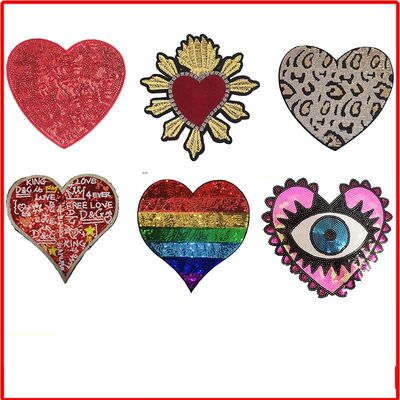 Cora??o-como adesivos de lantejoulas, olhos do arco-íris, c