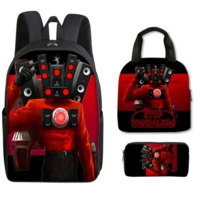 Skibidi-Mochila escolar de dibujos animados para ni?os, bols