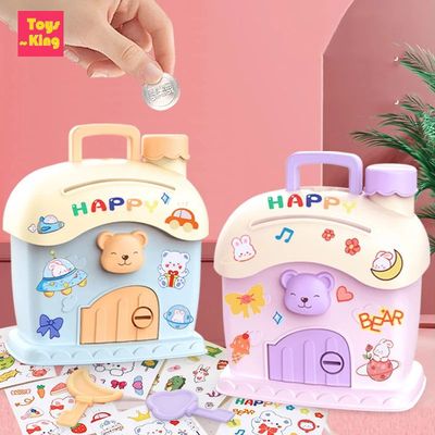 Grande Capacidade Dos Desenhos Animados Mealheiro com Adesiv