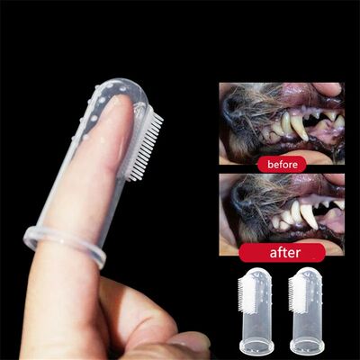 Cepillo de dientes de silicona supersuave para mascotas, her