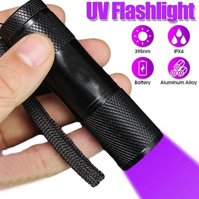 Linterna ultravioleta UV de 9LED, linterna de Flash fluoresc