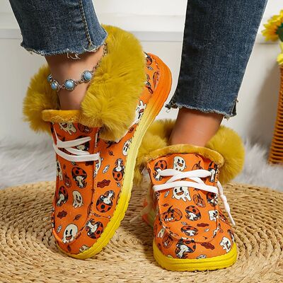 Sapatos de lona estampados Halloween e Natal para mulheres,