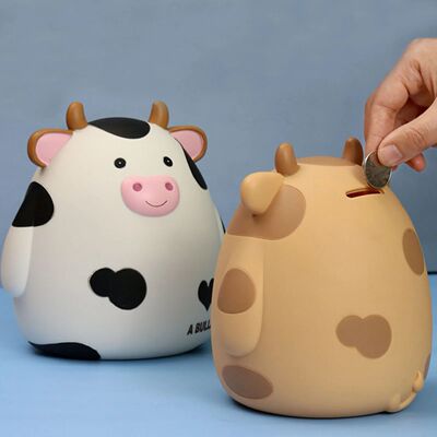 Cow Piggy Bank bonito para atrair dinheiro, Jarra de plásti