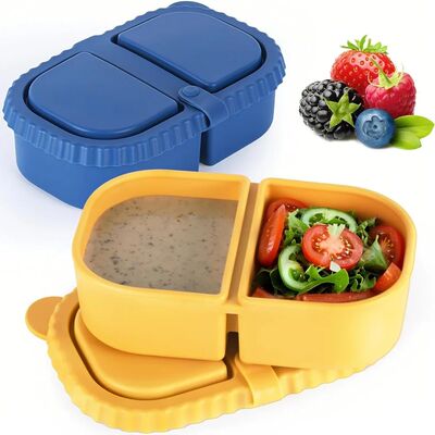Premium Silicone Reusable Snack Containers,Double Compartmen