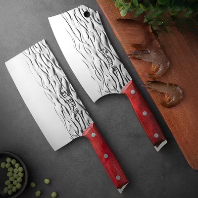 齐小涛水波纹菜刀砍骨刀切片刀斩骨刀套装七件套