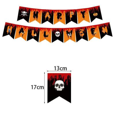 Halloween skull pumpkin pull banner latex balloon cake inser