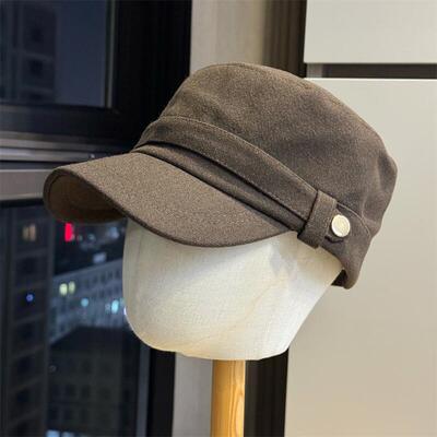 简约老钱风平顶马术帽秋冬季百搭保暖显脸小鸭舌帽毛呢报童贝雷帽