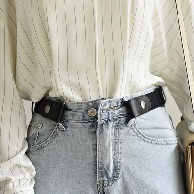 Adjustable Stretch Elastic Waist Band Invisible Belt Buckle-