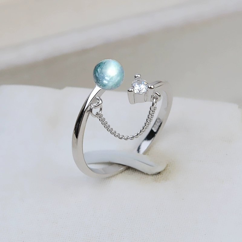 人造月光石轻奢戒指女时尚个性s925纯银镶嵌网红复古设计冷淡风_虎窝淘