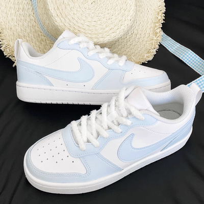 定制球鞋NikeCourt 低帮板鞋 新款正品海盐蓝蓝少女可爱猫爪校园