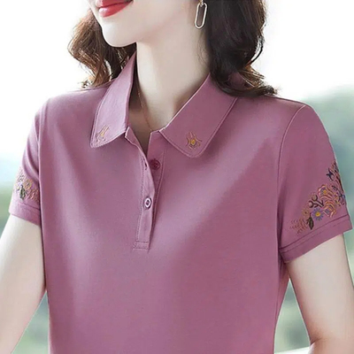95棉妈妈装短袖POLO衫刺绣潮