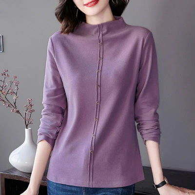 双面德绒半高领保暖打底长袖T恤