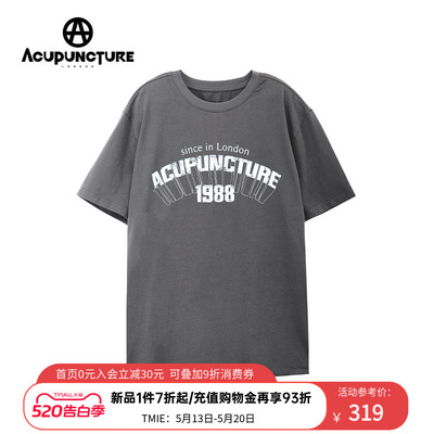 ACUPUNCTURE爱克佩特【宽松版】复古做旧水洗潮流全棉宽松短袖T恤