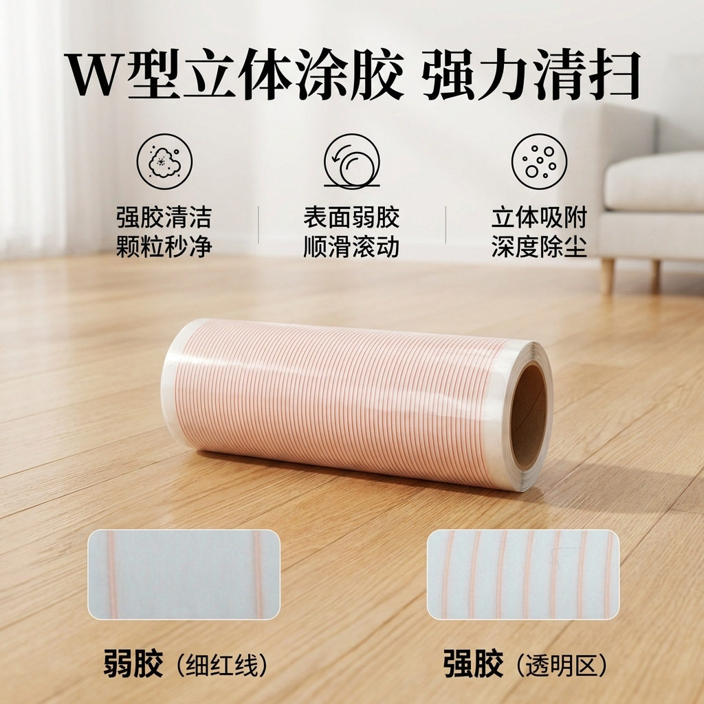 强弱胶长柄粘毛器地板粘毛刷衣物猫毛刷替换纸粘尘除尘除去浮毛