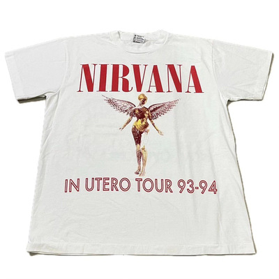 Nirvana涅槃乐队摇滚风朋克天使IN UNTER高街oversize直喷纯棉