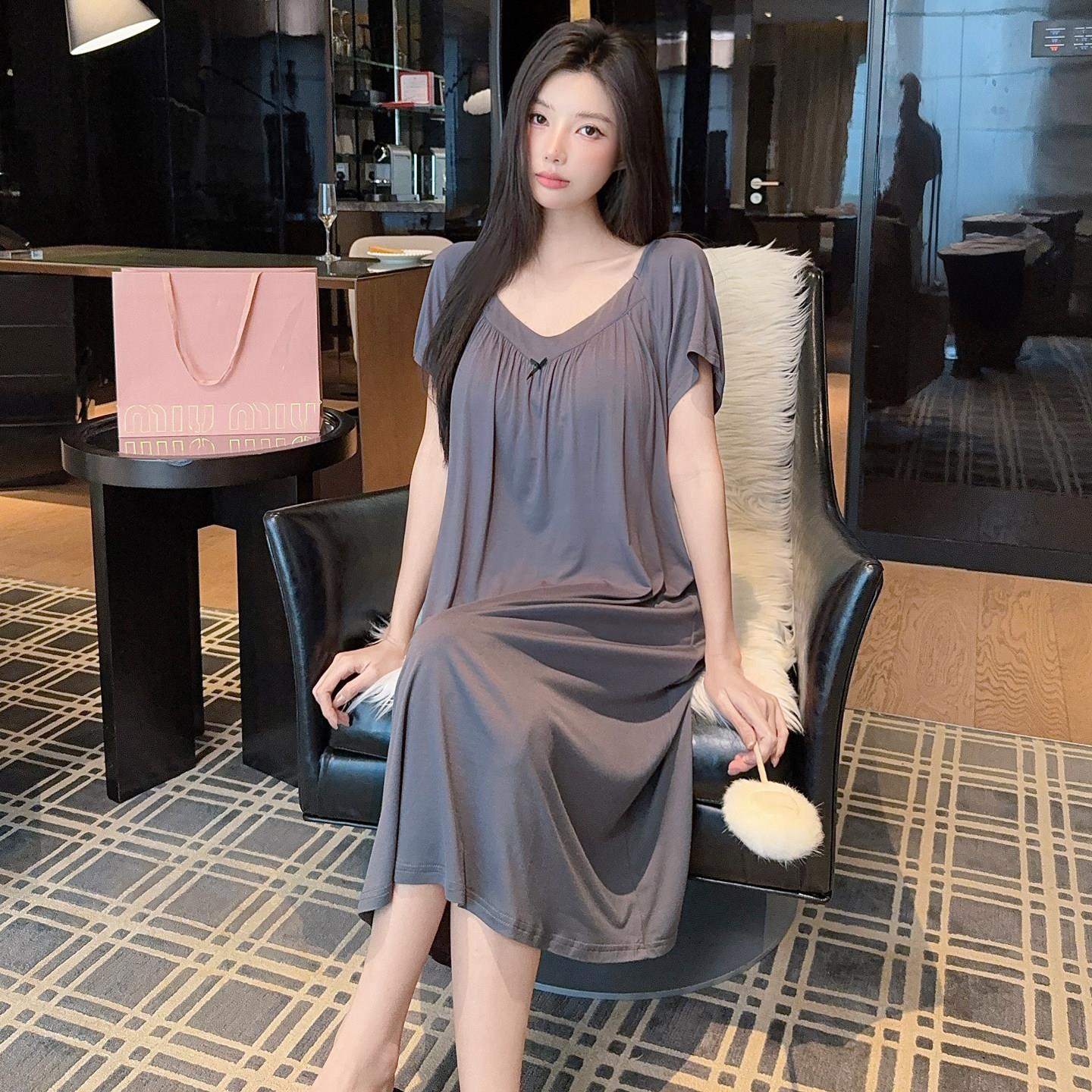 莫代尔超舒服家居服女孩女款2026新款舒适短袖睡裙居家服巨好看潮