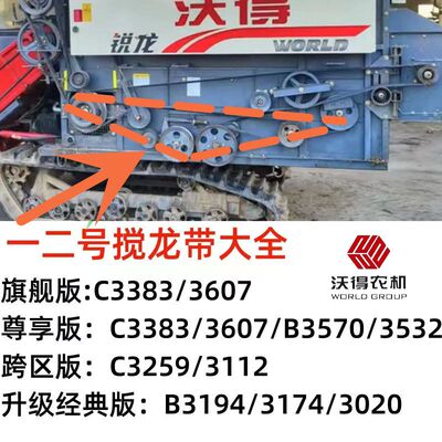 沃得锐龙收割机配件搅龙皮带HC-3259\C3607/3020/3532/3194/3383