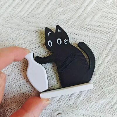 Black Cat Pushing Vase Decor Cat Whisker Collection & Memori