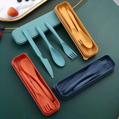 3In1 Portable Cutlery Set Reusable Home Travel Utensil Set F