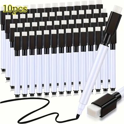 10pcs Erasable Whiteboard Markers with Built-in Eraser - Non